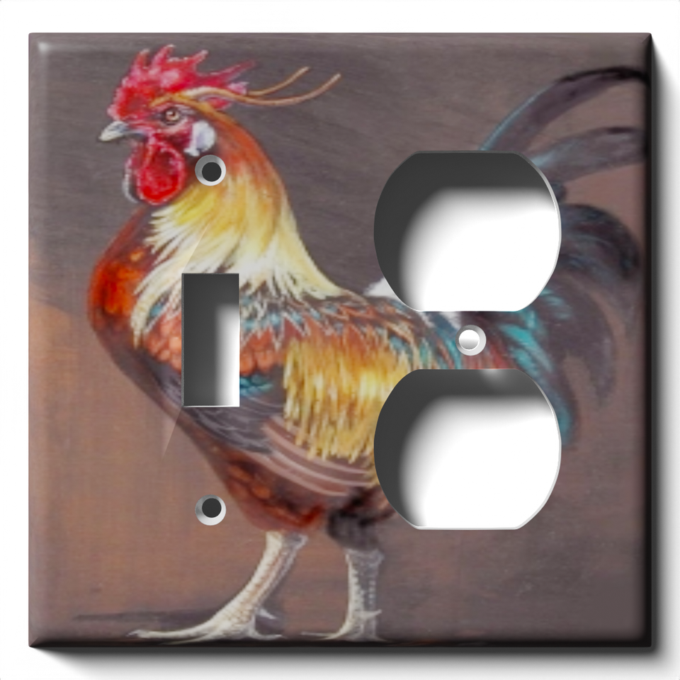 Colorful Rooster Decorative Light Switch Plate Cover Outlet Wall Plate ...