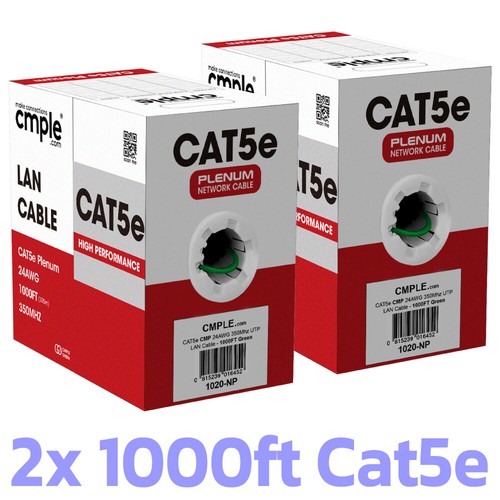 Cat5e Plenum Cable Bulk 1000 FT Green Cat 5e Ethernet Network Cord - Pack of 2 619162058905| eBay