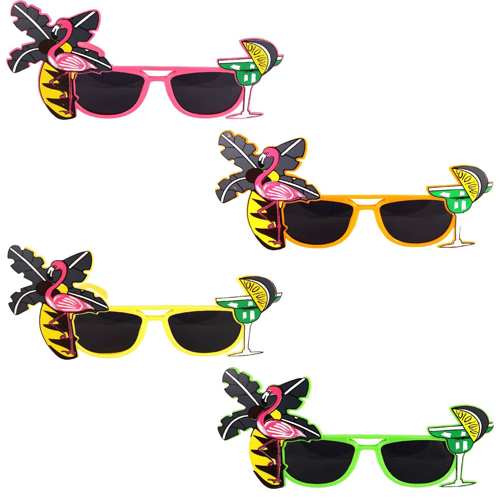 Hawaii Tropical Beach Brille PINK Cocktail Flamingo Sonnenbrille ...