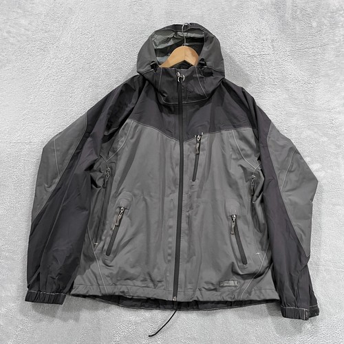 REI E1 Elements Rain Shell Jacket Women XL Gray Black Full Zip Hood Lightweight | eBay