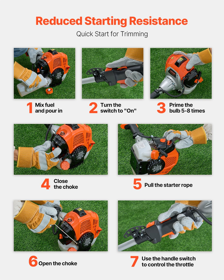 Cordless String Trimmer 16.9" 25.2CC 2-Stroke Gas Powered Grass Trimmer ...