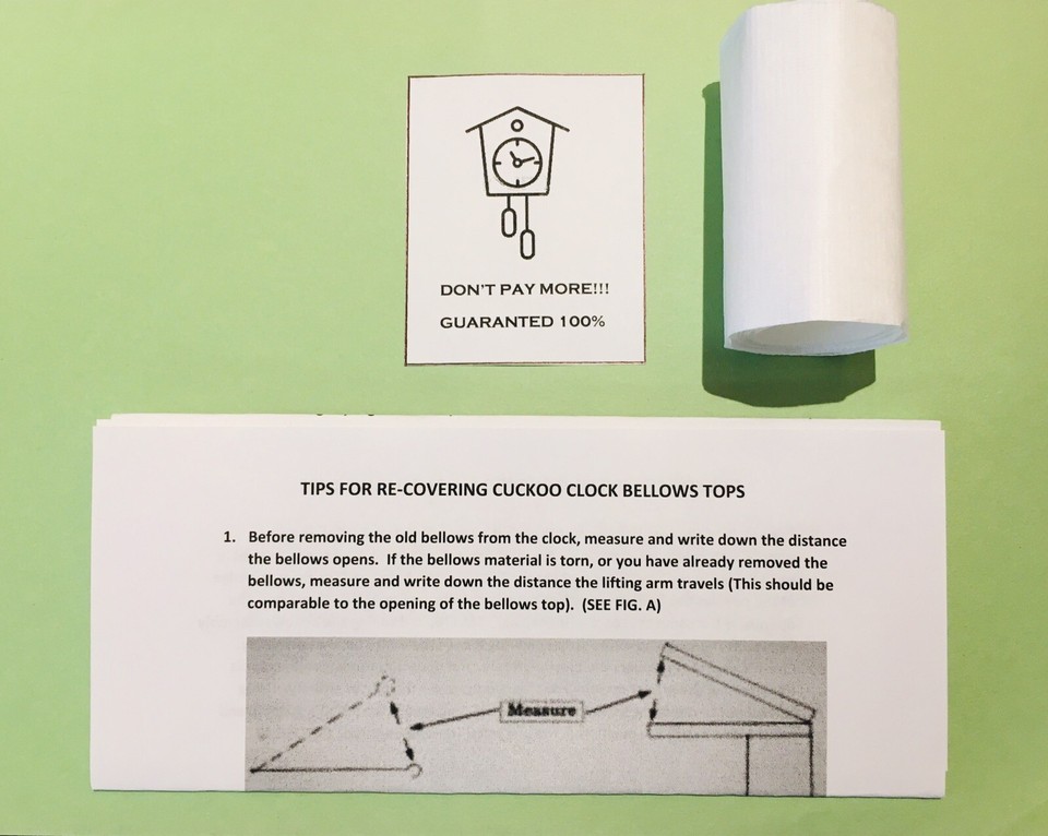 Cuckoo Clock Recovery Paper Bellow Roll 3”X 36”w/ Instruction -100% ...