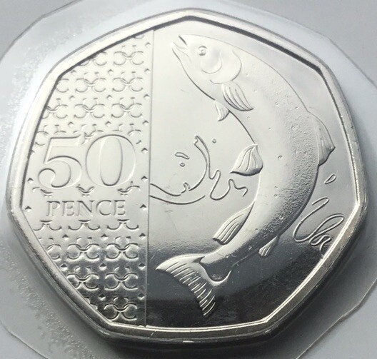 Atlantic Salmon 50p Coin Brilliant Uncirculated BUNC WITH PRIVY MARK ...