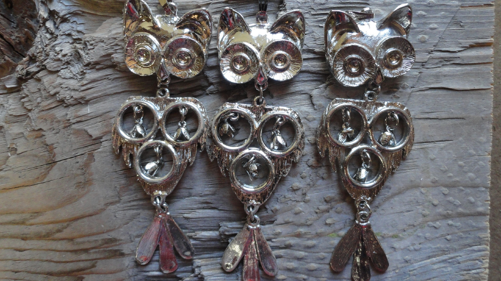 OWL Joint Pendant Rhodium Silver Plated with bell cap Mounts (pkg 3 ...