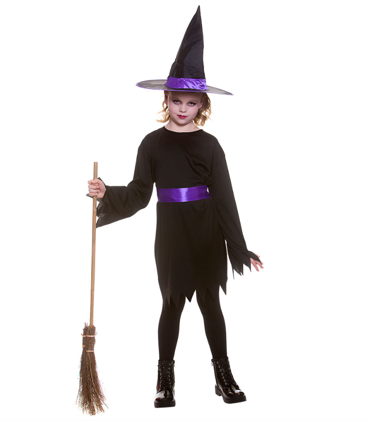 Girls Wicked Witch Costume Halloween Book Day Kids Witches Fancy Dress ...