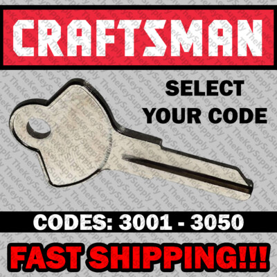 Craftsman Tool Box Replacement Key Cut to Code 3001 - 3050 | eBay