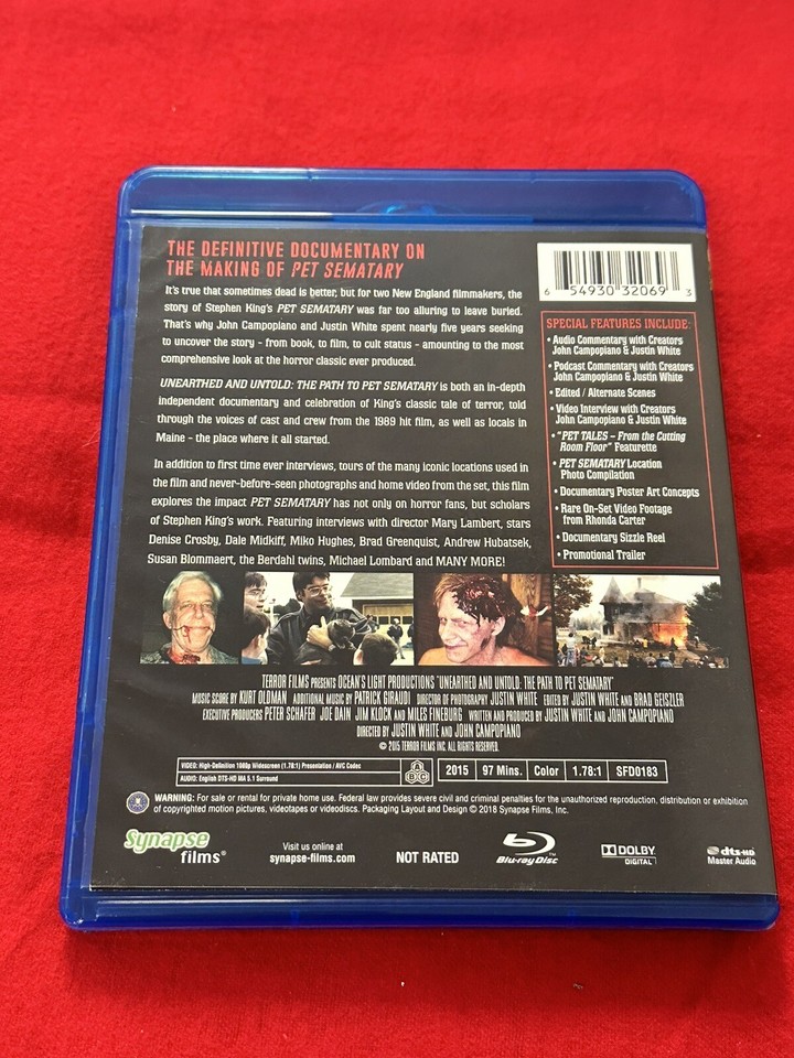 Unearthed & Untold: The Path to Pet Sematary (Blu-ray, 2015) Special ...