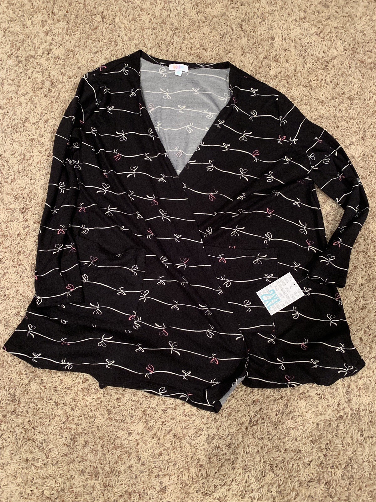 LuLaRoe Happy Hearts Club CAROLINE HHC XXL 2XL Bow Stripes Pink White ...