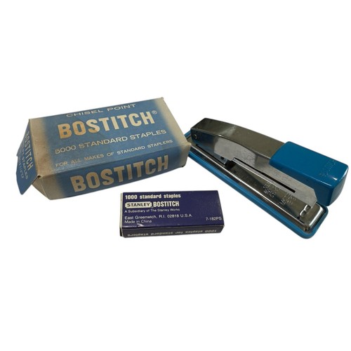 Vintage Bostitch Stapler Model B9 Standard Staples Blue Works 5" Retro ...