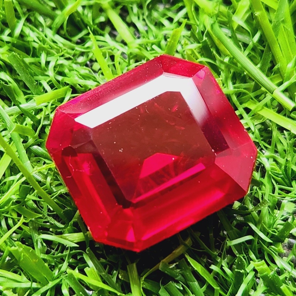41.00 Ct Heated Ceylon Red Ruby Emerald Cut Faceted Loose Gemstone K177 ...