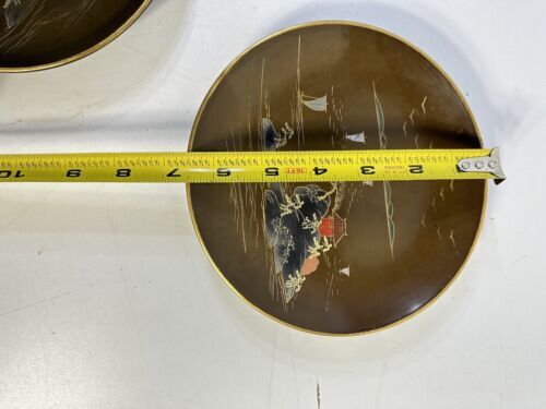 Lot Of 4 Vtg Japanese Coco Lacquer Ware Handpainted Landscape Plate, 6 ...