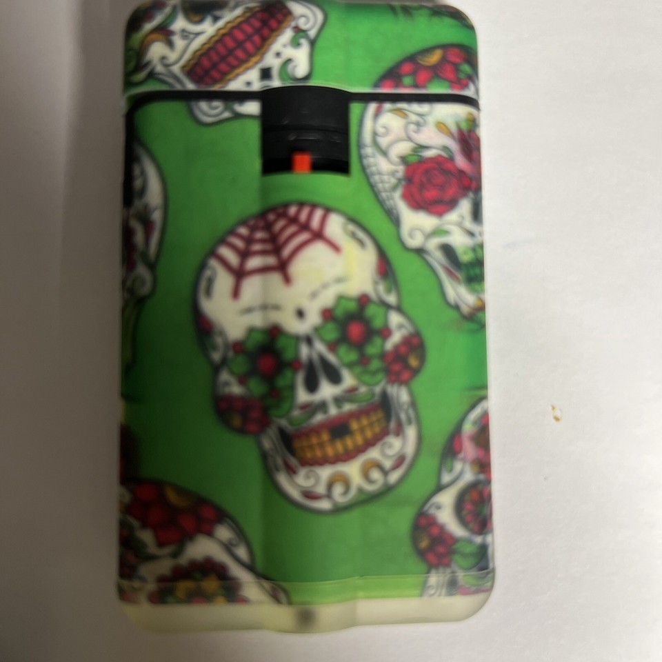 2 Pack SUGAR SKULL Slim Torch Lighter Windproof Butane Refillable USA ...