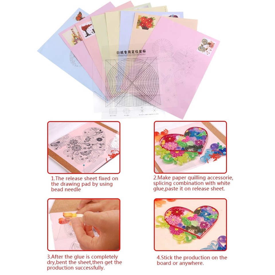 8Pcs 16 Pattern Release Drawing Locating Paper Quilling Tool Craft ...