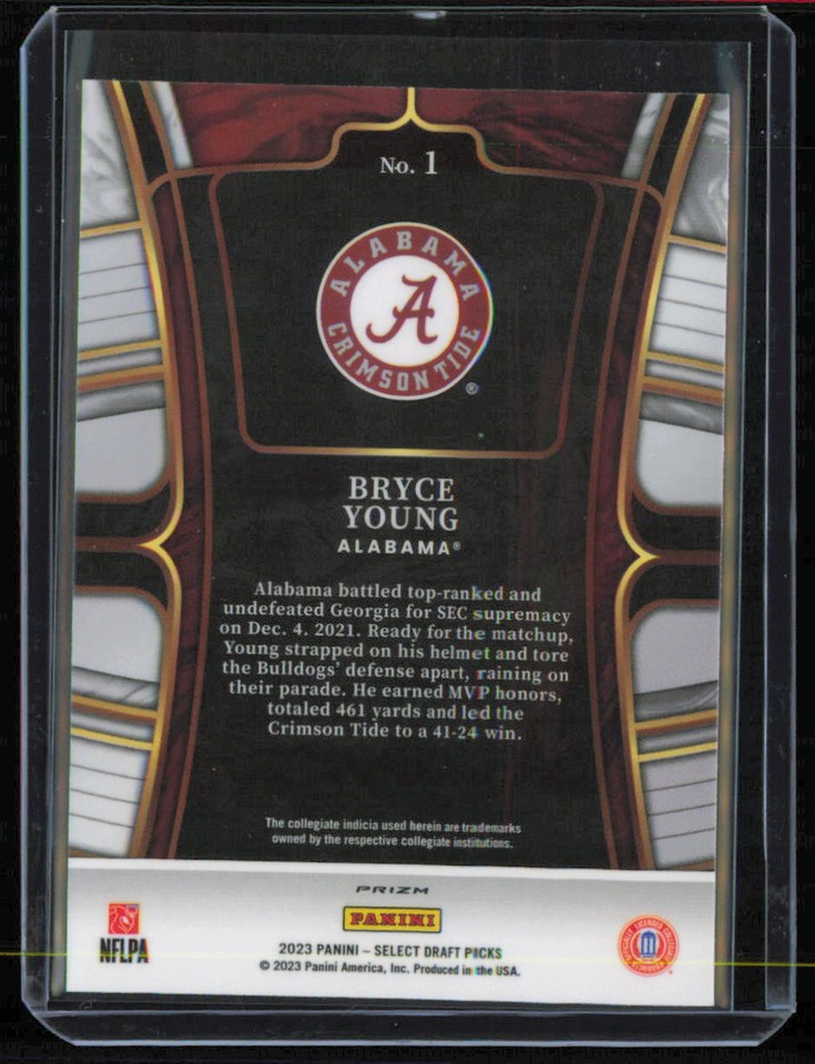 Bryce Young 2023 Panini Select Draft #1 Zebra Prizm SP RC | eBay