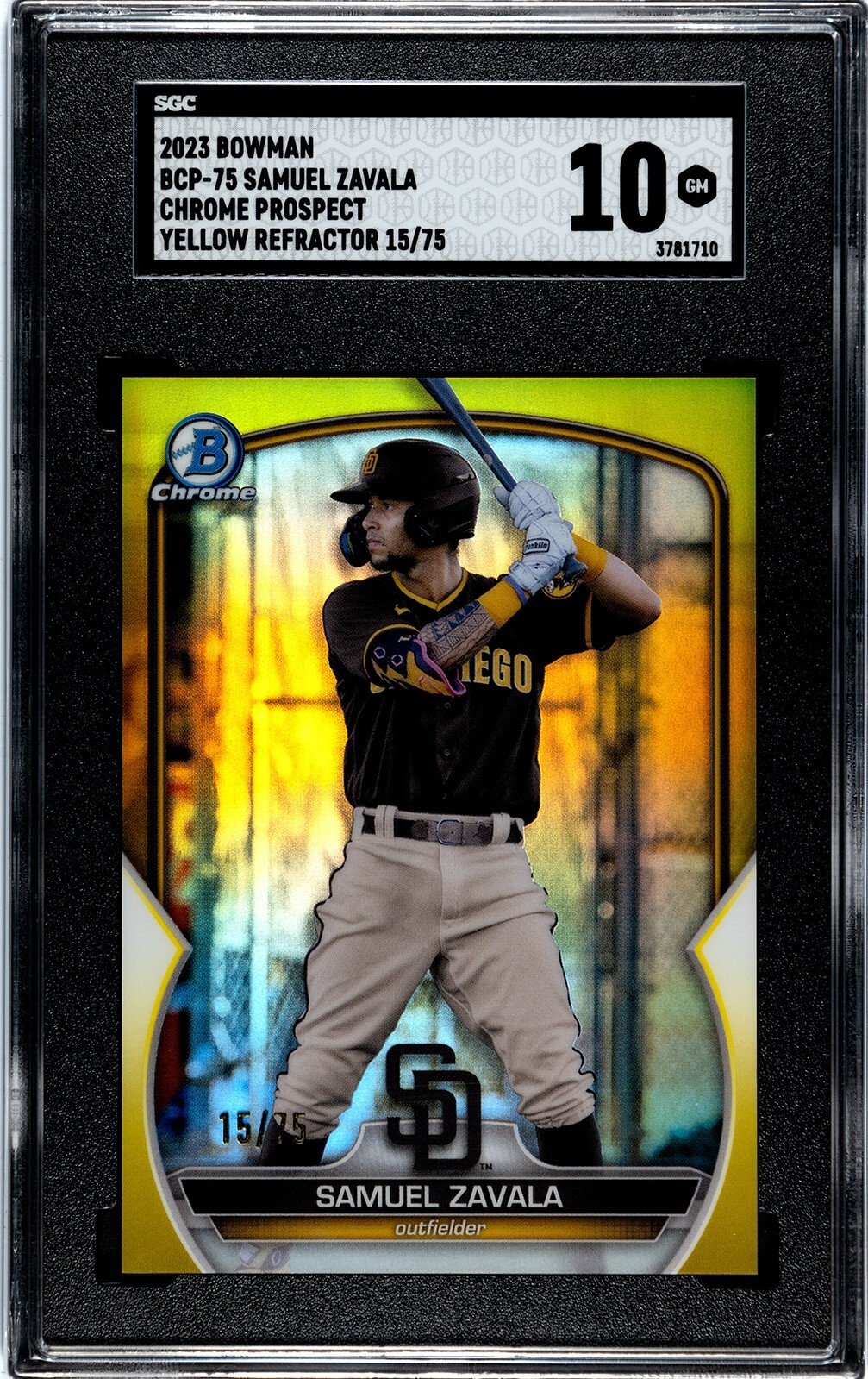 2023 Bowman Chrome Samuel Zavala BCP-75 Yellow /75 - San Diego Padres ...