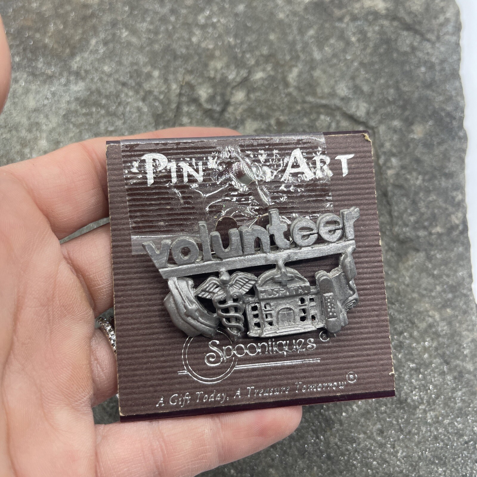 Spoontiques? Signed Ultra Craft Pewter Volunteer Pin … - Gem
