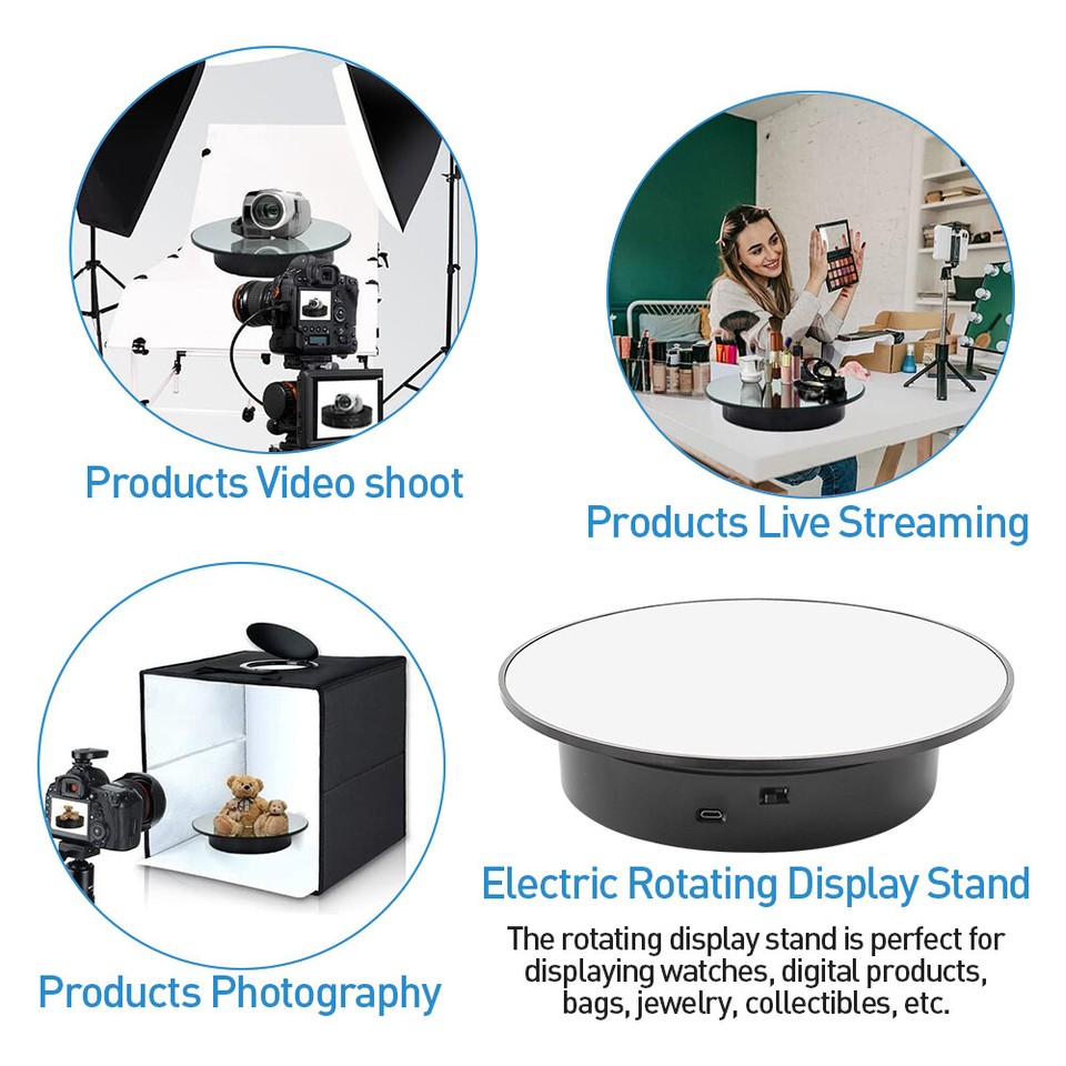 360° Electric Motorized Rotating Display Stand Jewelry Photography Show ...