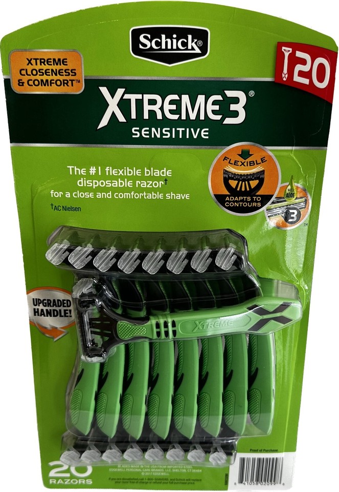 Schick Xtreme 3 Sensitive Men's Disposable Razors (Pack / 20) Brand New ...