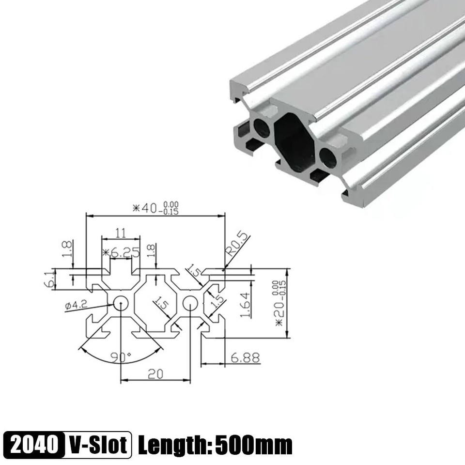 2040 V-slot Aluminum Profile Extrusion 100-500mm Linear Rail for CNC 3D ...
