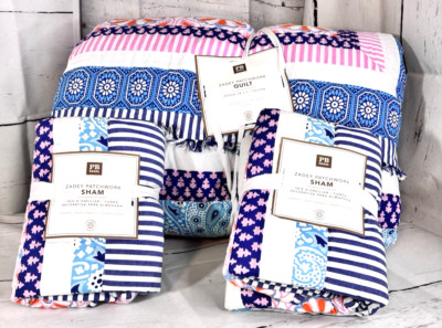 NEW Pottery Barn Teen ZADEY Patchwork Quilt Full Queen Reversible 86" x ...