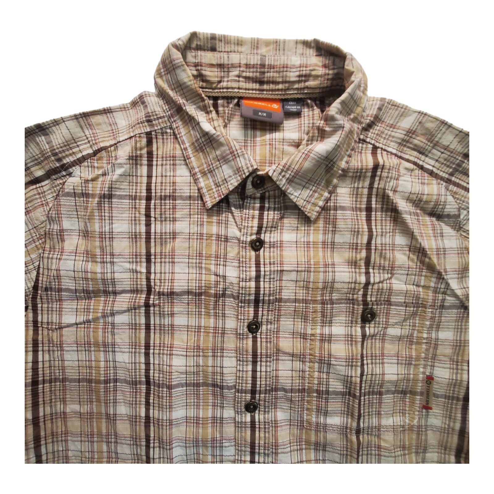 Merrill Men's Size Medium Short Sleeve Button Front Shirt Rust Brown ...