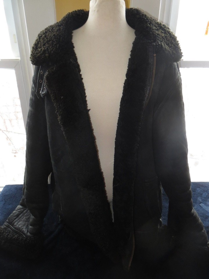 Walter Davoucci Dino Cellini Black Shearling Leather B3 Flight Bomber ...