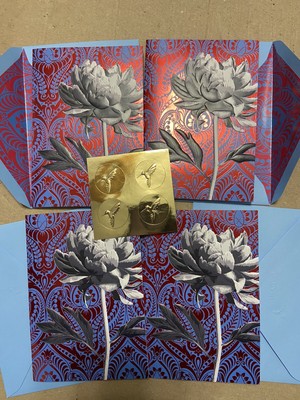 Papyrus flower foil Blank note card w/lined envelope, 6” | eBay