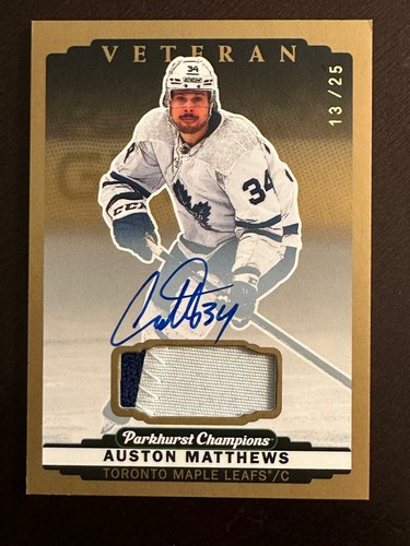 2022-23 Parkhurst Champions Auston Matthews Patch Auto Gold card #200 ...