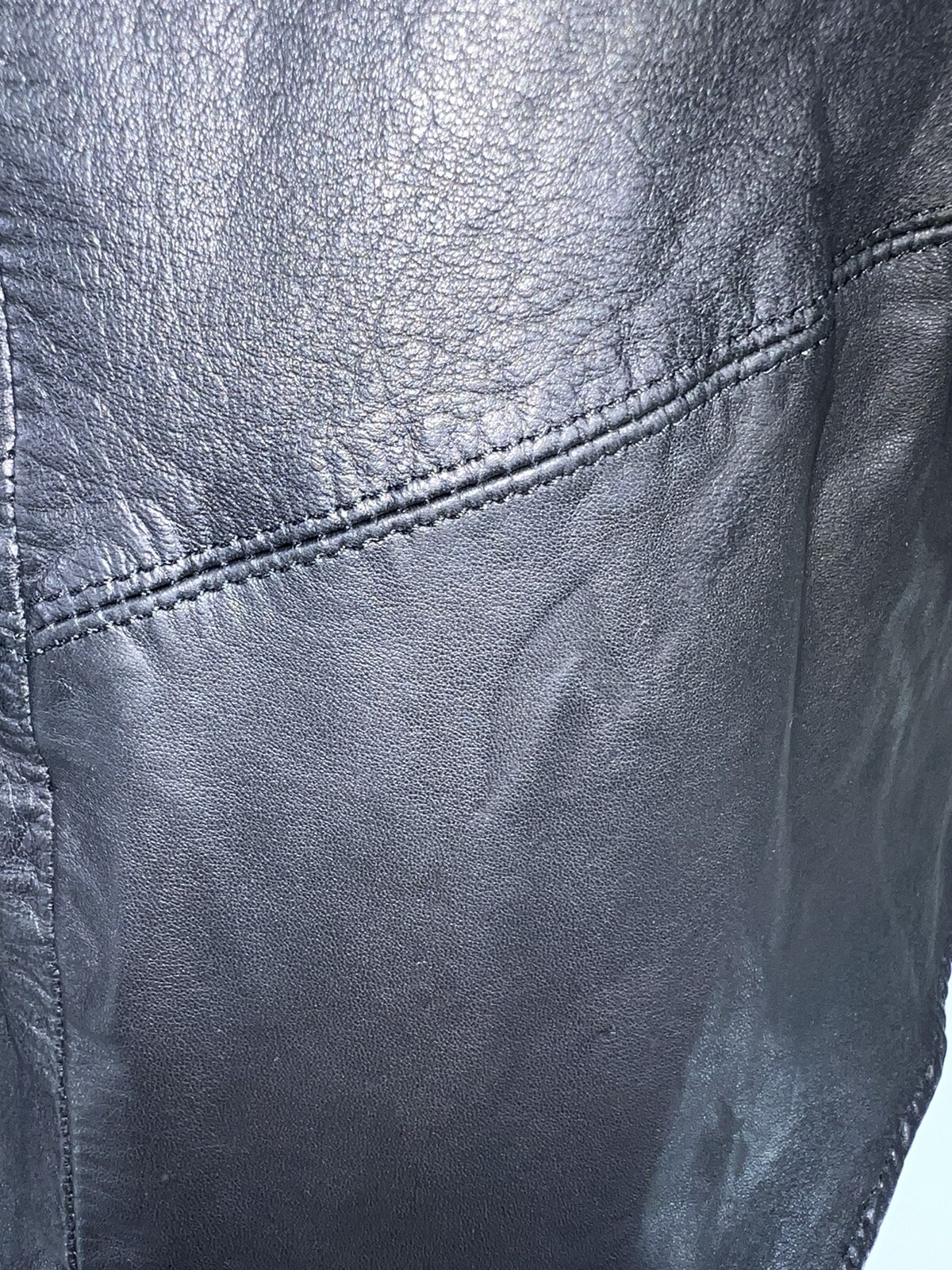 VTG LEATHER PELLE CUIR TOP PUNK GOTH NEW WAVE BIKER W… - Gem