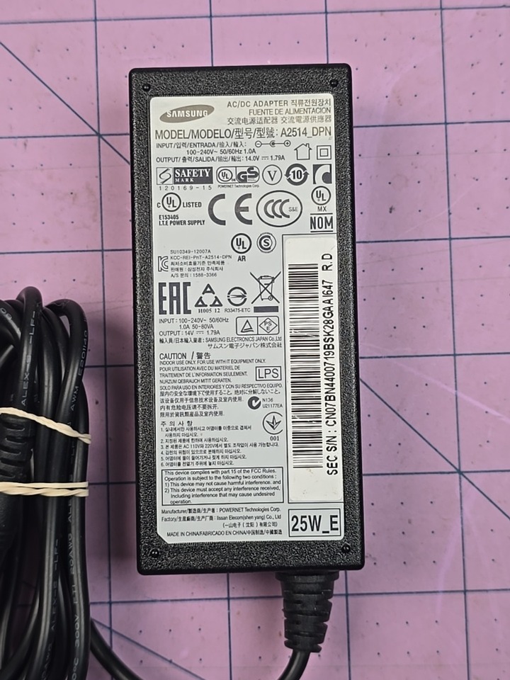 SAMSUNG AC/DC Adapter Model A2514_DPN Cord Black 25W - monitor | eBay