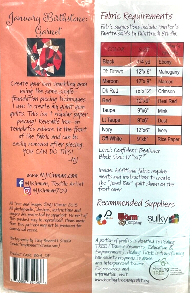 MJ KINMAN - THE BIRTHSTONE SERIES #BGA-QP-JANUARY-GARNET PATTERN | eBay