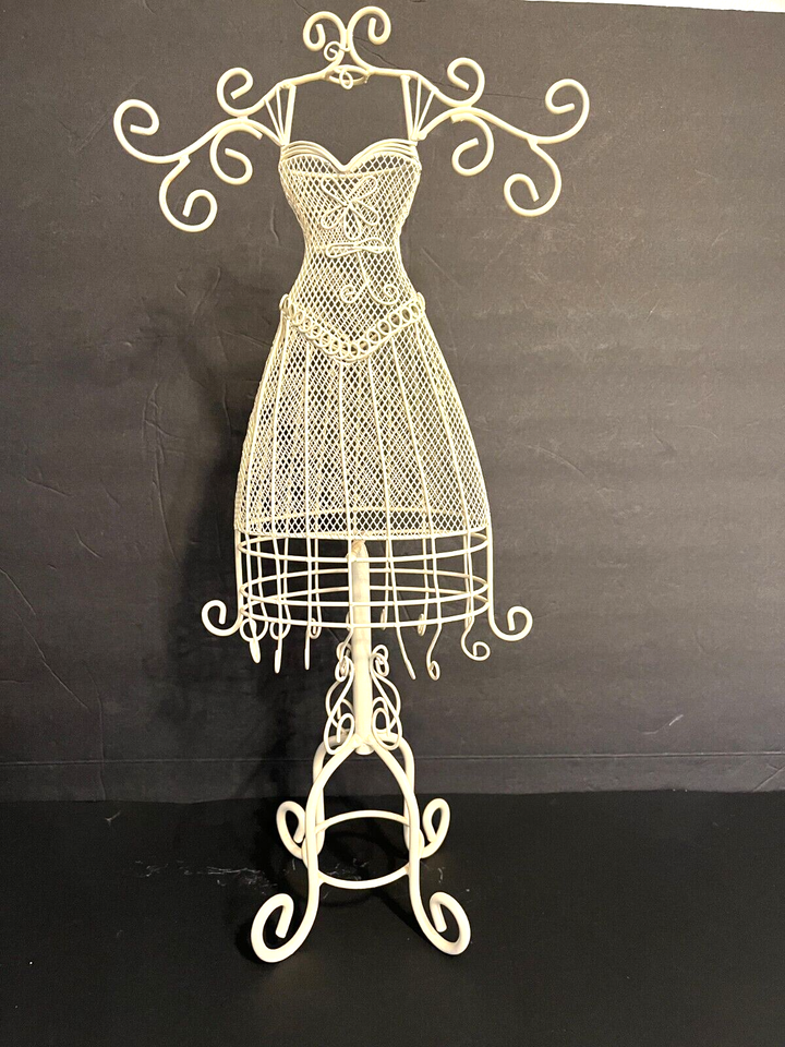 VINTAGE IVORY METAL DRESS FORM/MANNEQUIN JEWELRY ORGANIZER 17" - FINE ...