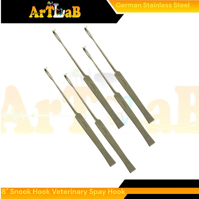 5pcs Veterinary Spaying Hook, 8" Snook Hook, Feline & Canine Ovary ...