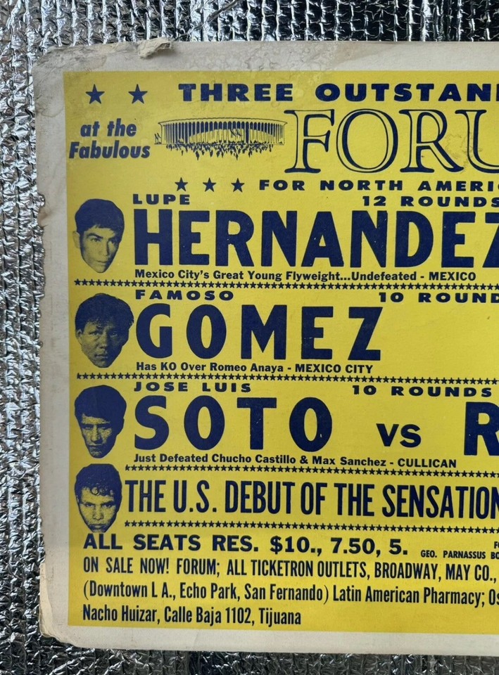 Boxing Poster “Irish” Art Hafey - Octavio “Famoso” Gomez • Cardboard 16 ...