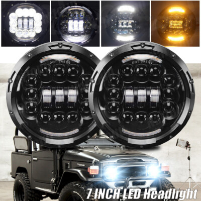 7inch Round led Headlights Bulbs For TOYOTA LAND CRUISER FJ40 FJ60 J80 ...