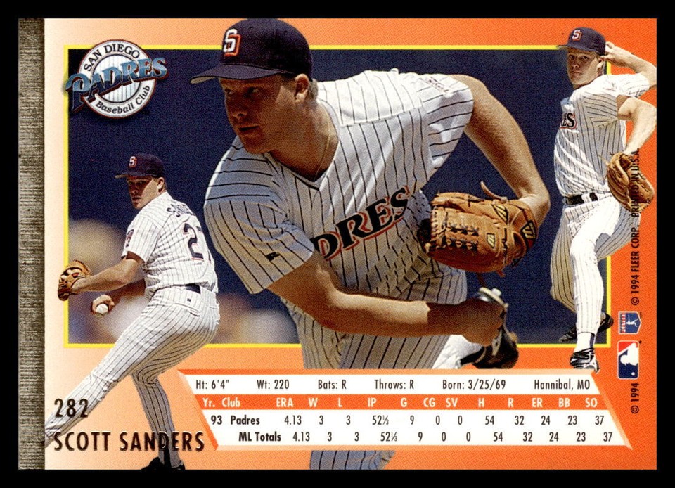 1994 Ultra #282 Scott Sanders San Diego Padres Baseball Card | eBay