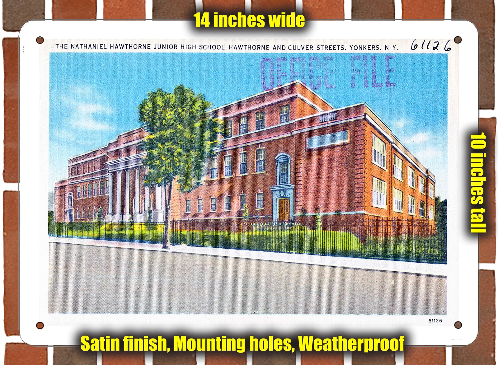 Metal Sign - New York Postcard - The Nathaniel Hawthorne Junior High ...