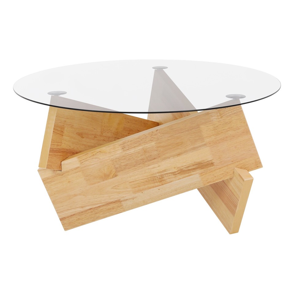 16inch Height Round SideTable Side Table w/ Tempered Glass Top Modern ...