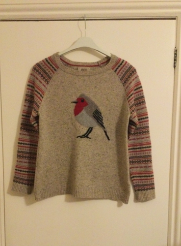 ARABELLA & ADDISON EX FINE MERINO WOOL JUMPER FAIR ISLE SLEEVES ROBIN ...