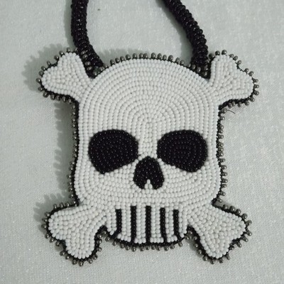 Native Beadwork Skull and Crossbones Necklace Jewelry Handmade | eBay
