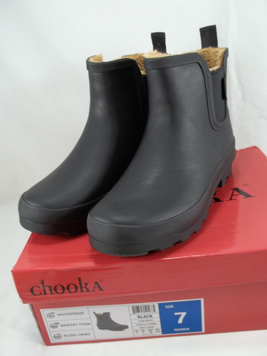 Chooka Women's Waterproof Plush Chelsea Bootie Boot Black Size 8 for ...