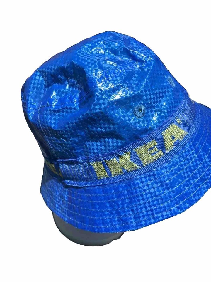 IKEA Bucket Hat Rain Fisherman Blue Wide Brim Cap Logo Limited Edition ...