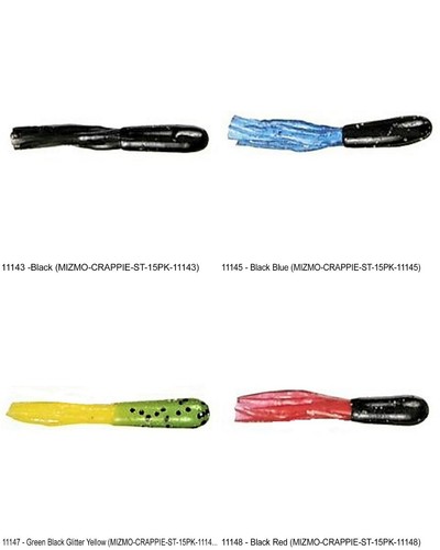 Mizmo Tubes Crappie Panfish SPECS 1.5 Inch Pick Any 44 Colors 15 Count ...
