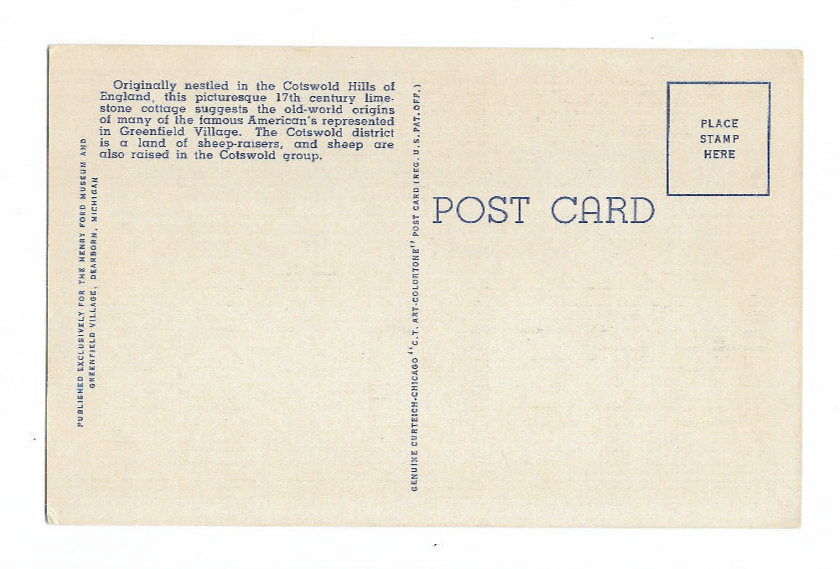 Postcard Vintage Rose Cottage at Greenfield Village in Dearborn ...