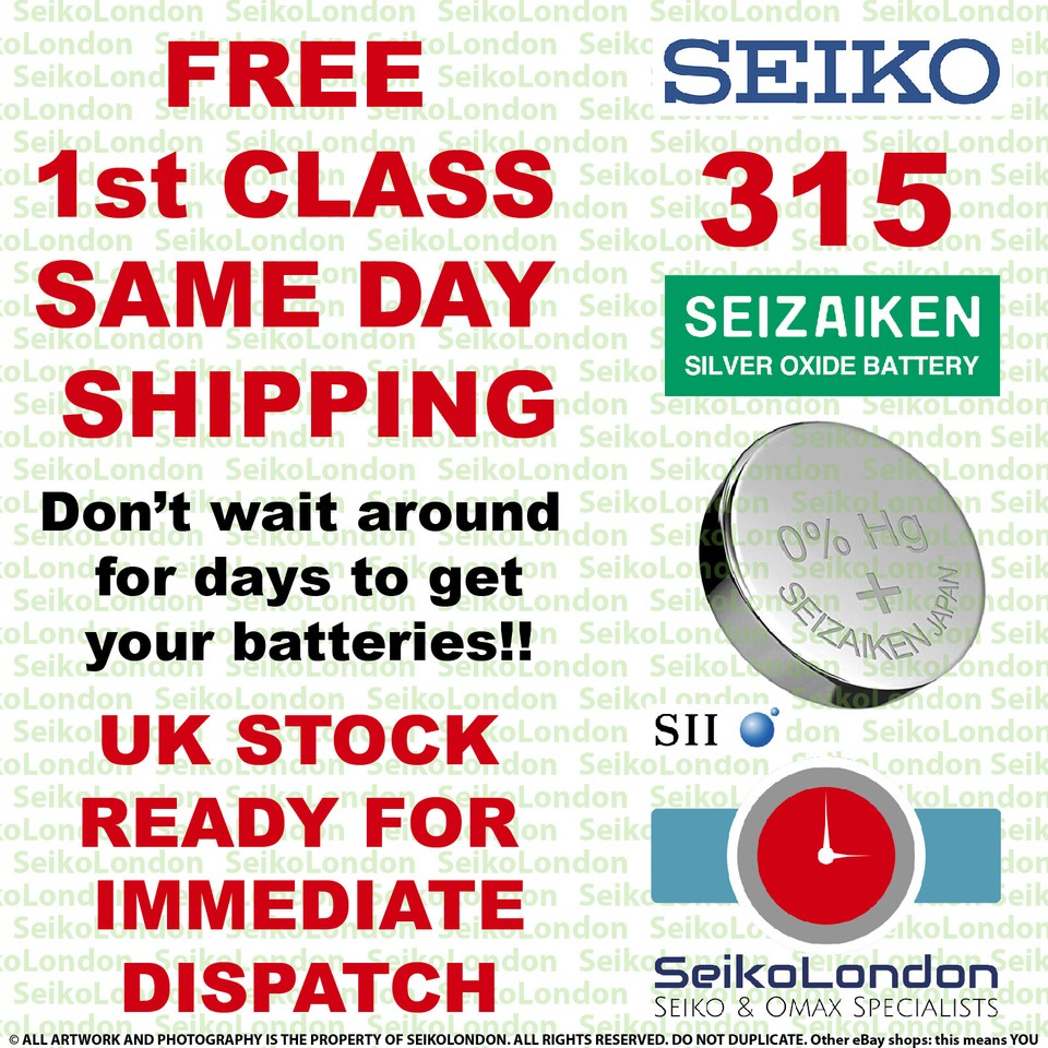 SEIZAIKEN SEIKO Silver Oxide Watch Battery ALL SIZES OF WATCH BATTERIES ...
