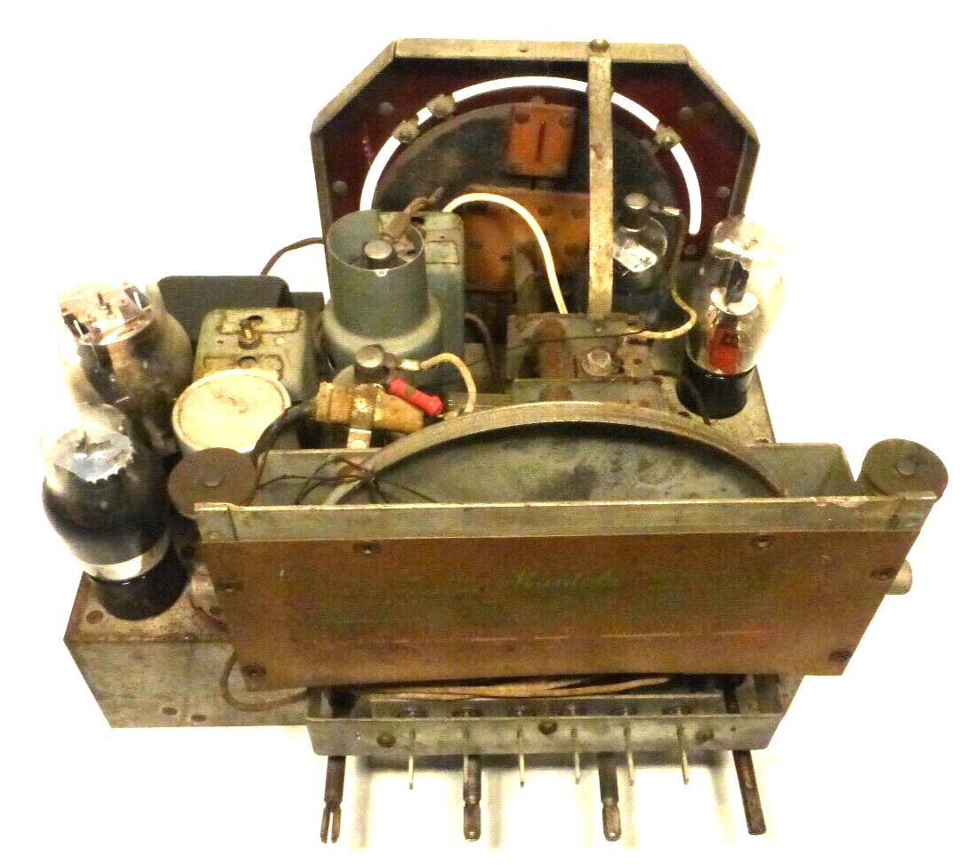 vintage MANTOLA CRT 432 TABLETOP RADIO: Untested CHASSIS w/ ALL 6 TUBES ...