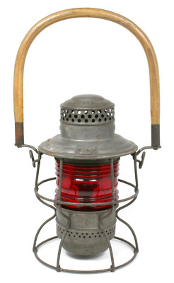 VINTAGE ADLAKE WABASH RAILROAD LANTERN LAMP SHORT GLOBE CORNING BENT ...