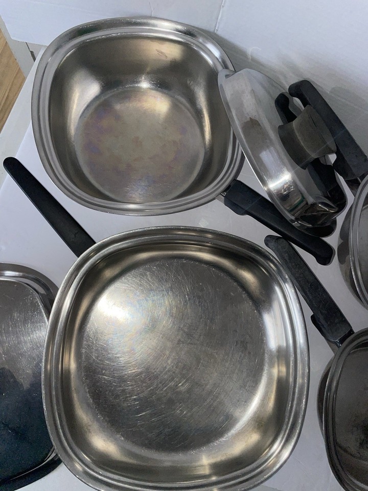 Aristo-Craft 8 Pc Stainless Steel Square Cookware Stock Pot Sauce Pans ...