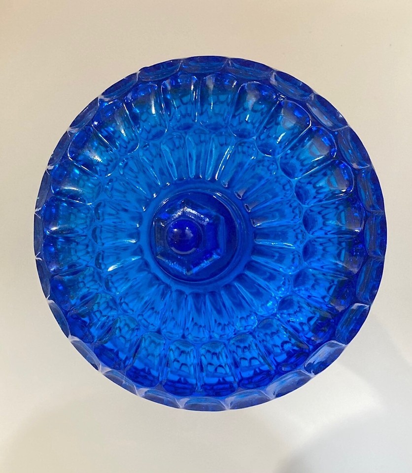 Fenton Colonial Blue Glass Thumbprint (Argus) Compote with Lid Flint ...