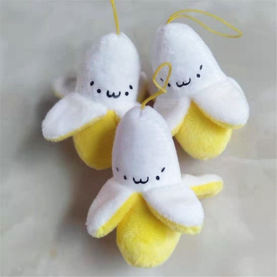 Ornaments Cartoon Fruit Banana Pendant Plush Toy Keyrings Mini Key ...